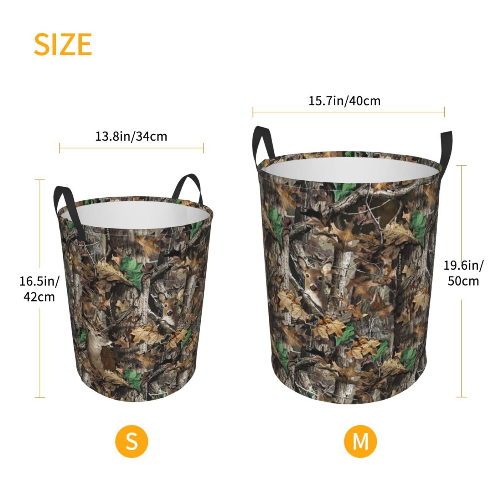 Camo Deer Camouflage Hunting Round Fabric Storage Bin,Decorative Basket,Organizer Basket With Handles,For Clothes Storage,Books And Sundries