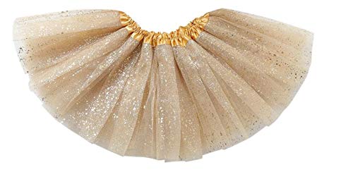 GOODTECK Newborn Infant Baby Professional 3 Layers Sequin Tutu Tulle Skirt (3-8 Years, Gold)