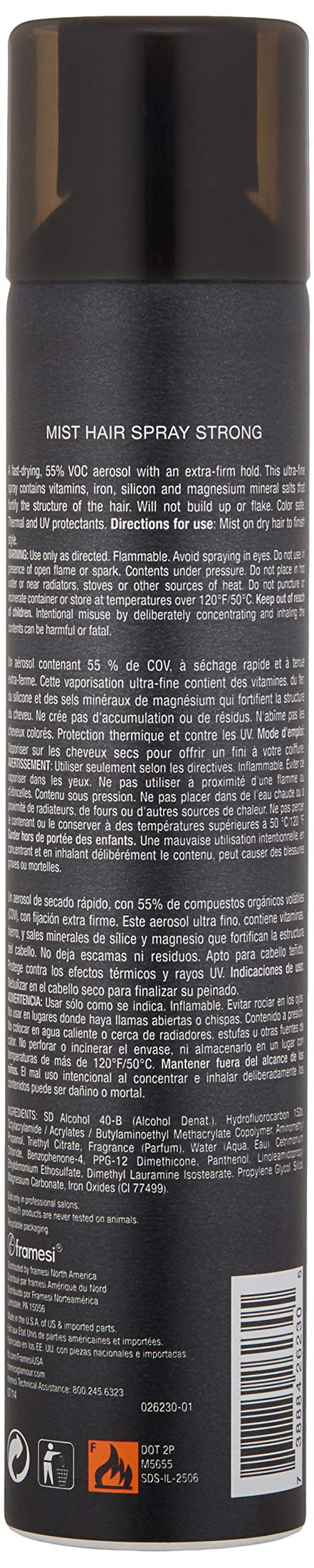 Framesi BY Lava Mist Hair Spray, Strong Hold Hair Spray for Color Treated Hair, 10 oz