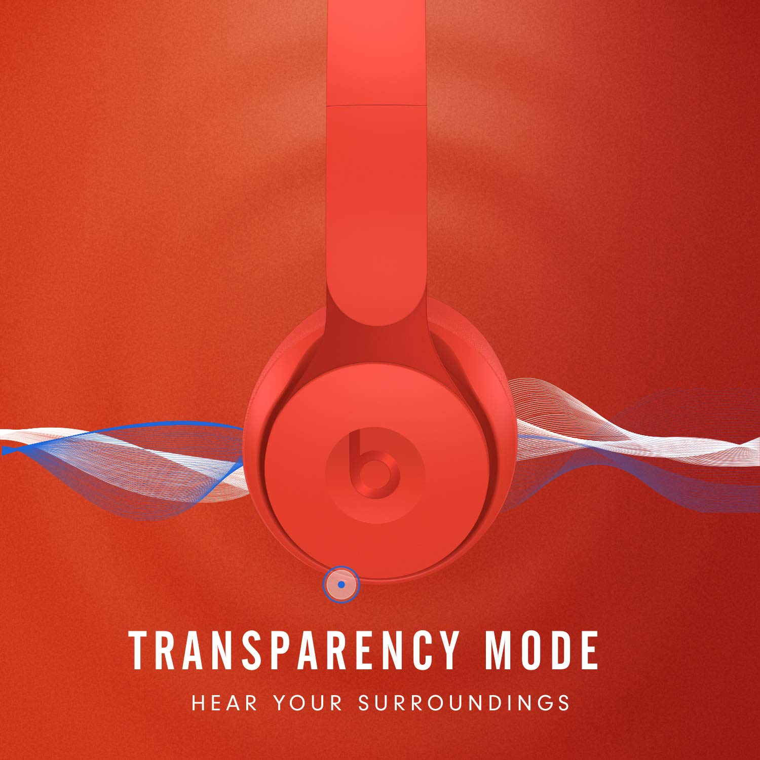 Apple Beats Solo Pro Wireless Noise Cancelling On-Ear Headphones H1 Headphone Chip, Class 1 Bluetooth, Active Noise Cancelling, Transparency, 22 Hours of Listening Time - Red