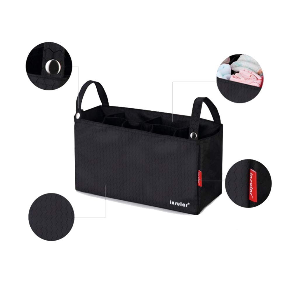 LTDH Stroller Organizer Bag Waterproof Insert Bag Universal Stroller Storage Bag For Baby Accessory Organizer With 7 Partition (Armygreen)