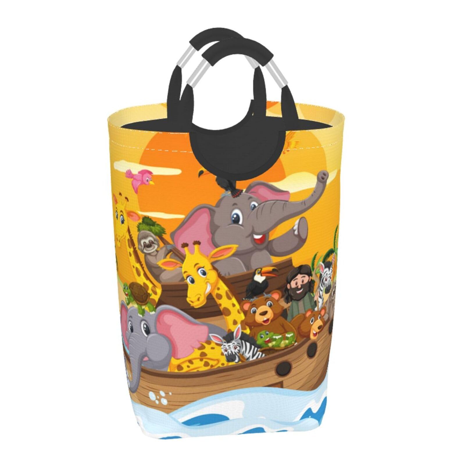 Animals On Noah'S Ark1 Laundry Hamper,Large Canvas Fabric Lightweight Storage Basket Toy Organizer Dirty Clothes Collapsible Waterproof For College Dorms,Children Bedroom,Bathroom
