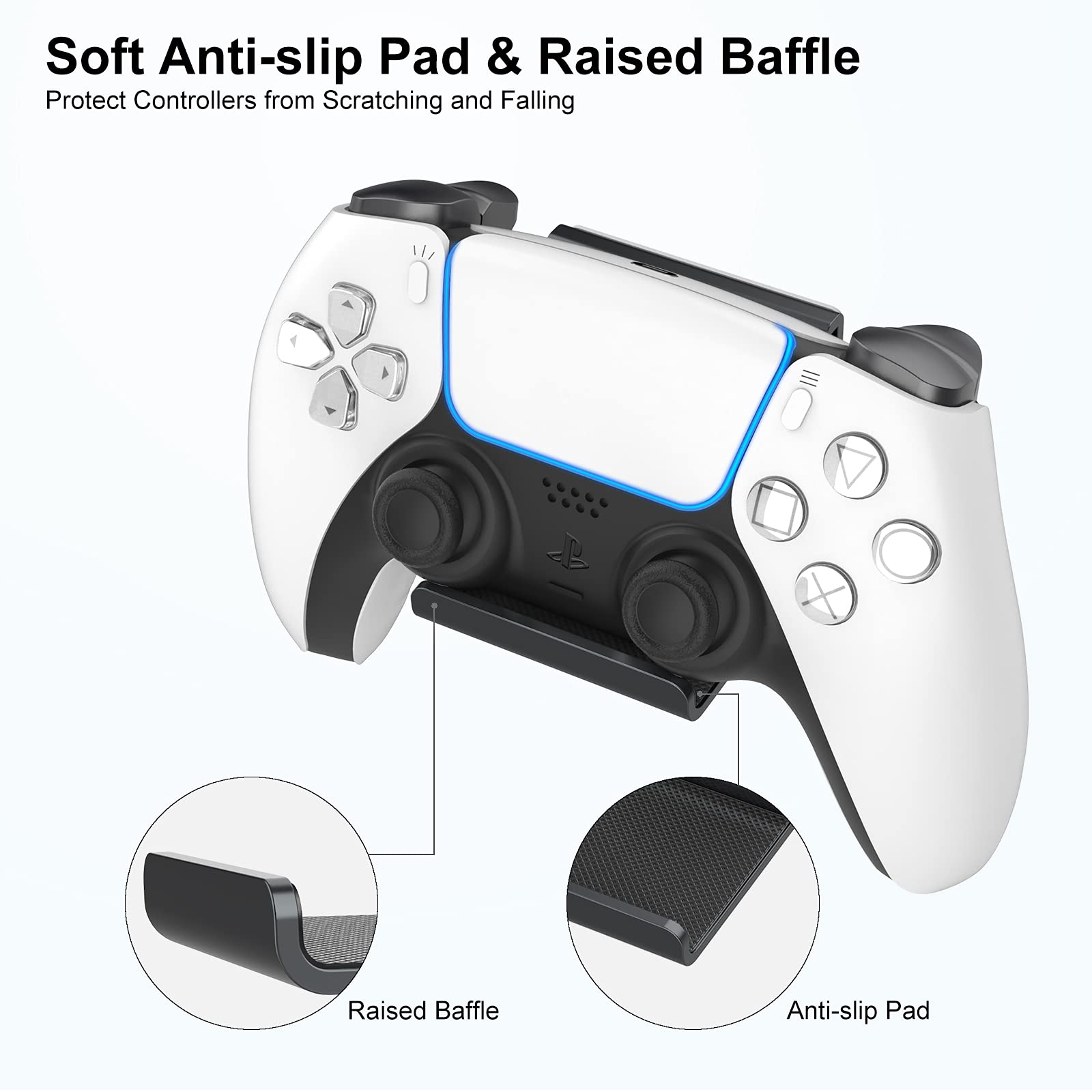 6 Pack Foldable Controller Holder Wall Mount for Xbox Switch Pro PS5 PS4 PS3 Strong Adhesive/Screw Upgraded Controller Stand Hanger with Anti-slip Pad Universal Game Controller & Headphone Accessories