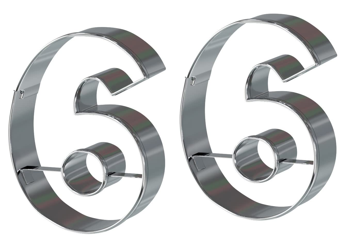 Bakerpan Stainless Steel Number 6 Cookie Cutter, Cookie Cutter Number Six Shapes, 3 1/2 Inch - Set of 2
