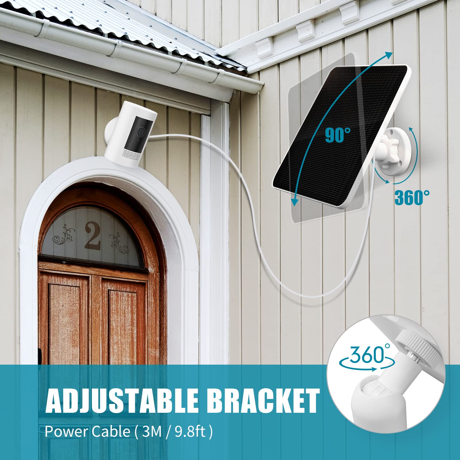 A-ZONE Solar Panel Compatible with Ring Spotlight Cam Battery& All New Ringstick Up Cam Battery, 7W Solar Panel for Security Camera Power Your Surveillance Camera continuously