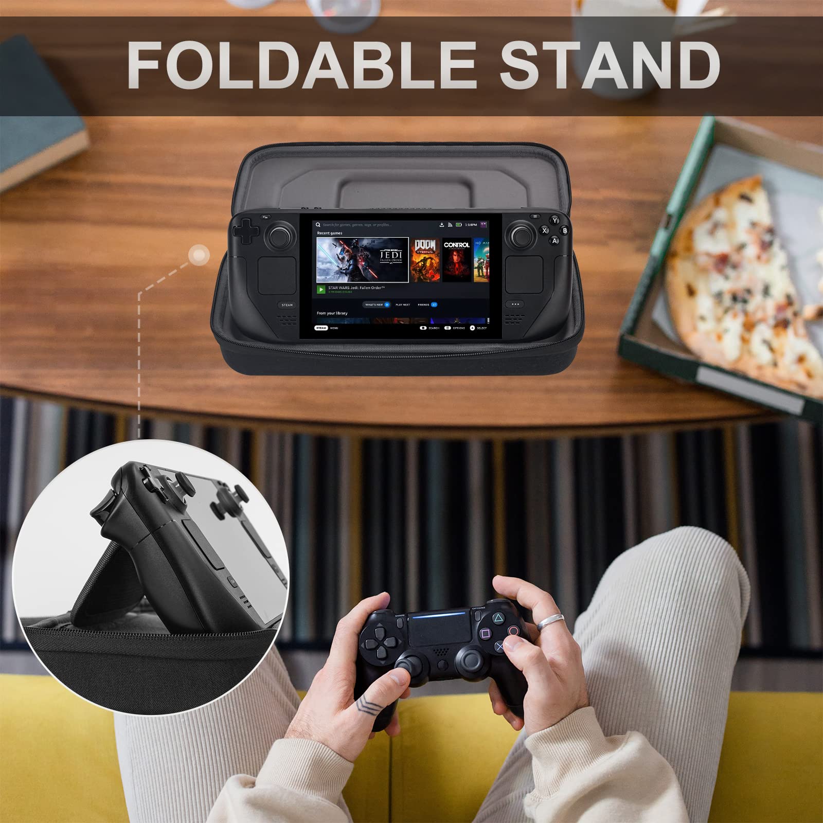 aegusus Carrying Case for Steam Deck, Portable Travel Carrying Bag with Stand, Hard Shell Protector Storage Carry Case for Steam Deck Console & Accessories