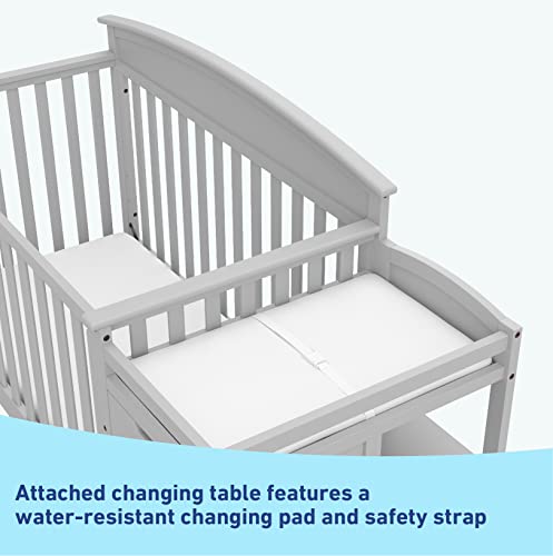 Graco Benton 5-in-1 Convertible Crib and Changer (Pebble Gray) β Crib and Changing Table Combo, Includes Water-Resistant Changing Pad, 3 Drawers, Converts to Toddler Bed, Daybed and Full-Size Bed