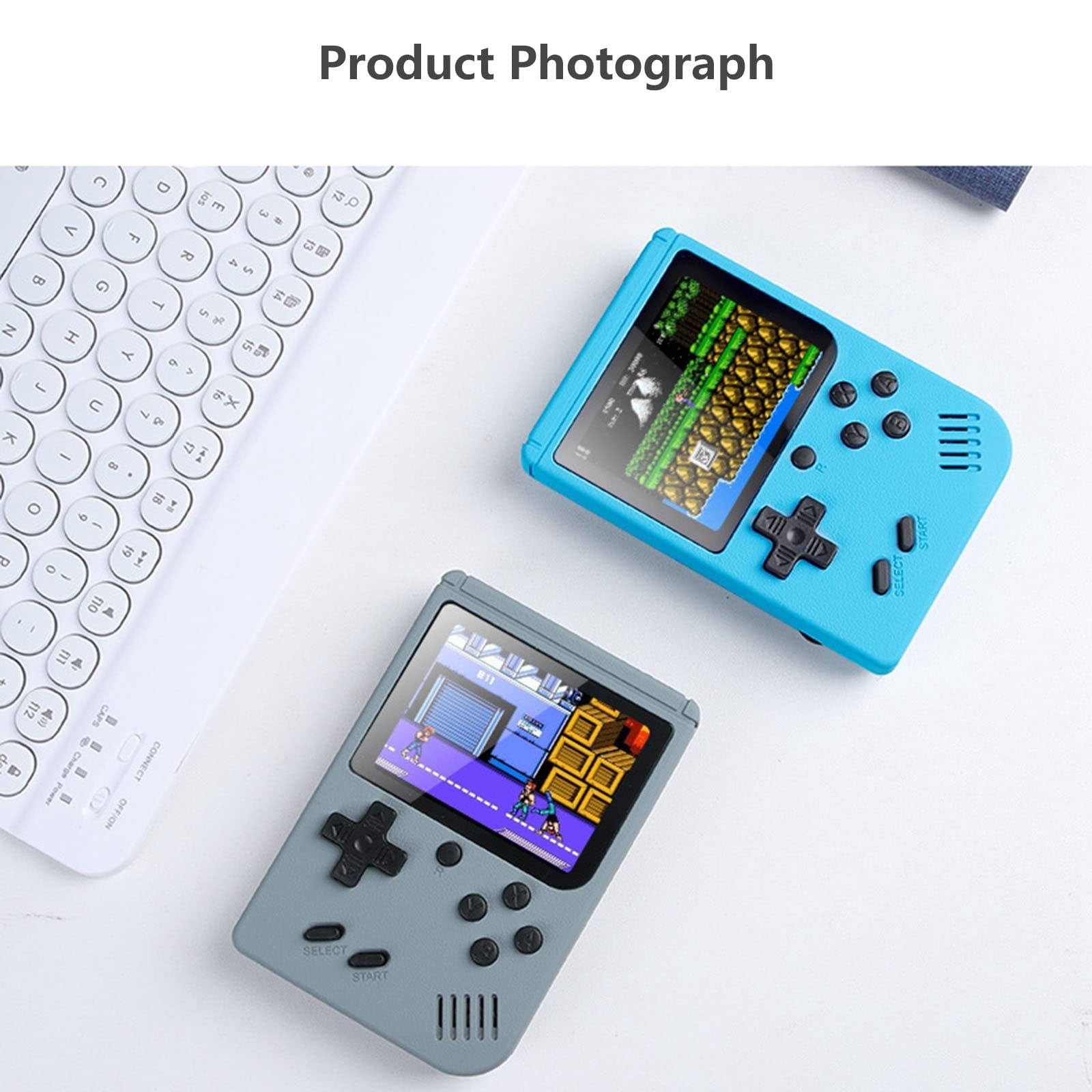 BEYOLO Retro Handheld Game Console，Portable Retro Game Console with 500 Classical FC Games，Support for Connecting TV & Two Players Portable Video GameToys Gifts for Kids Adults (Grey, 8cm2.5cm12cm)