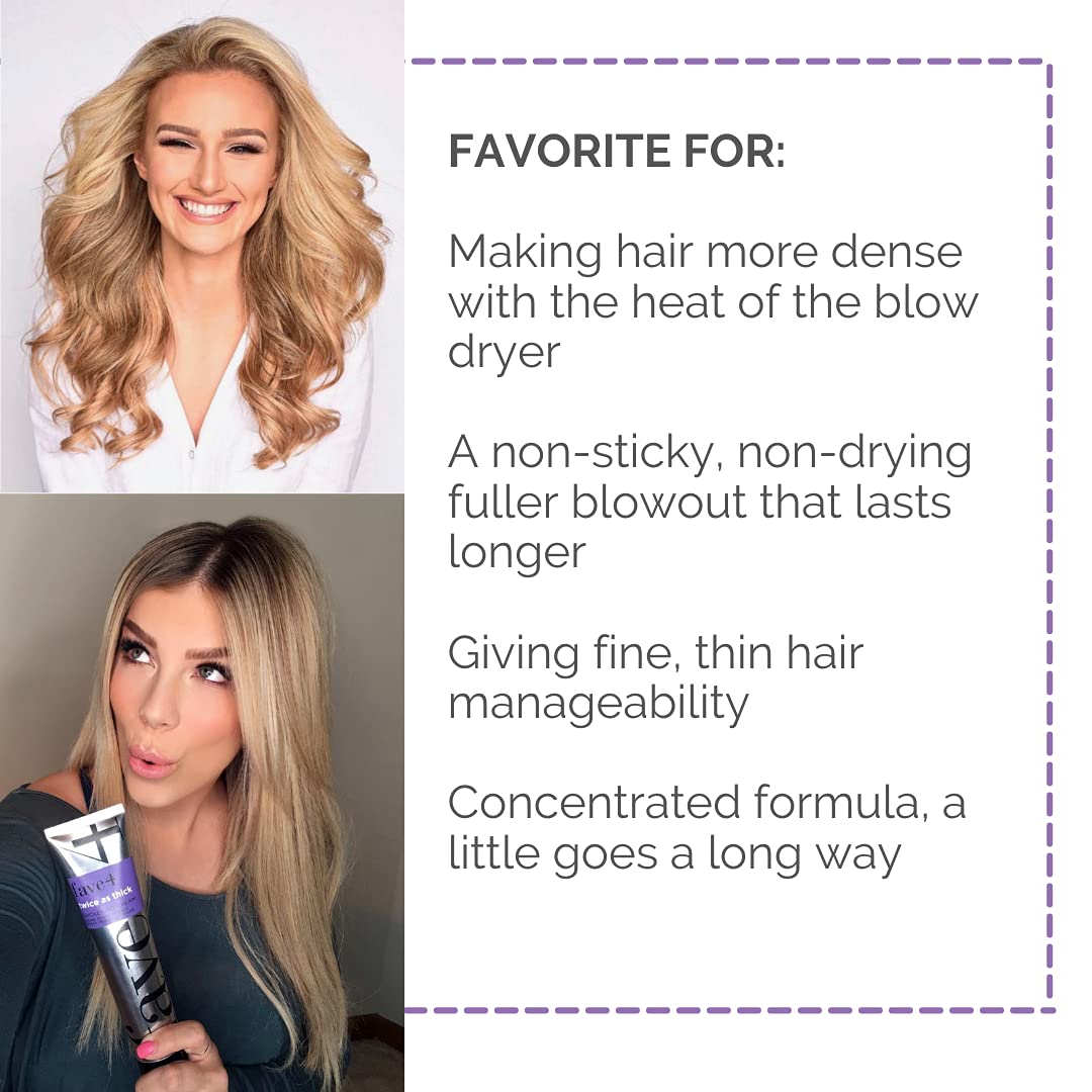 fave4 hair Twice as Thick Blow Dry Thickening Cream for Bigger Hair, Volume for All Hair Types, 5.5 fl oz