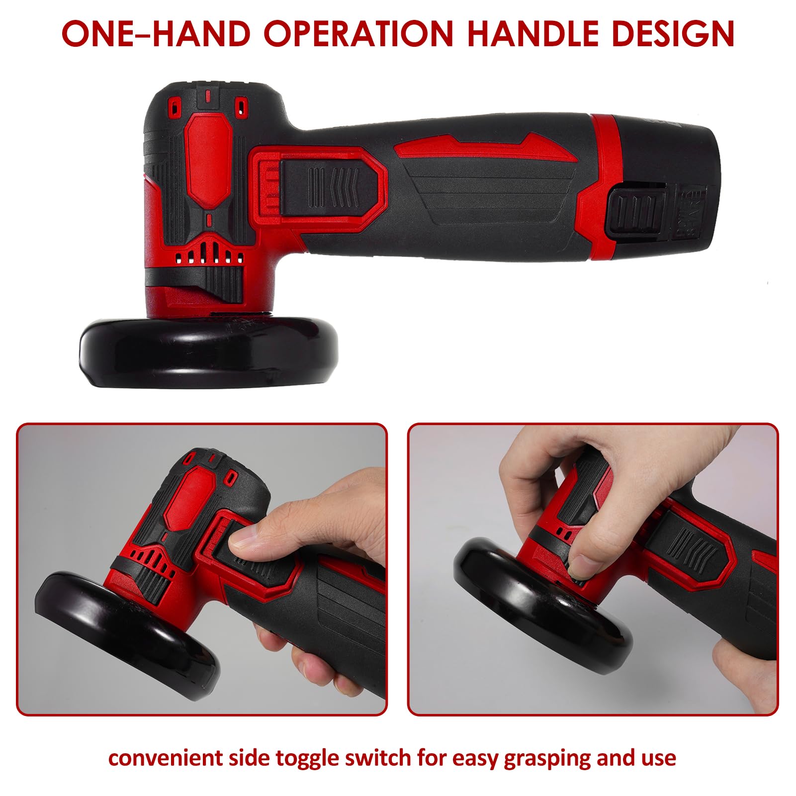 Aumotop Cordless Brushless Angle Grinder Kit, Grinding Disc 3in/76mm, 19500rpm Mini Lightweight Electric Grinding Tool Handheld Cutter with 2 PCS 12V1500mAh Batteries & 6PCS Cutting Discs