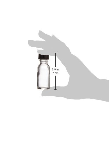 Premium Vials B24-30 Boston Round Glass Bottle with Cap, 1/2 oz Capaciy, Clear (Pack of 30)