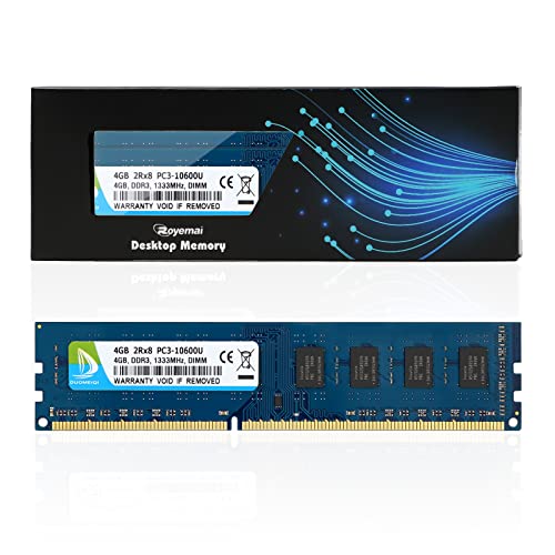DUOMEIQI PC3 10600 DDR3 1333MHz Ram 8GB(2 X 4GB) PC3-10600U DIMM Memory DDR3-1333 Ram 8GB 1333mhz UDIMM 2RX8 CL9 1.5V 240 Pin Non-ECC Unbuffered for Desktop Computer Memory Module Upgrades