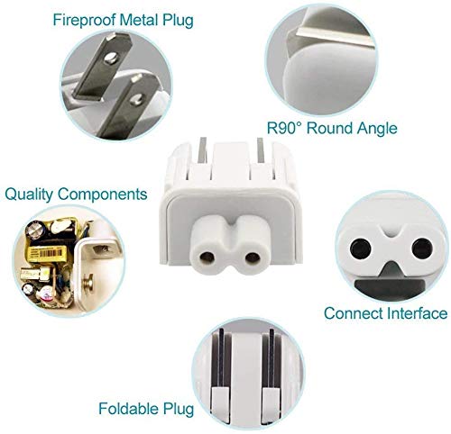 Mac AC Wall Adapter Plug Duckhead US Wall Charger AC Cord US Standard Duck Head for MacBook Mac iBook/iPhone/iPod AC Power Adapter Brick (2 PCs)