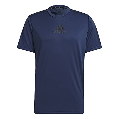 adidas Men's Primeblue Designed 2 Move 3-Stripes Tee, Crew Navy/Black, X-Large