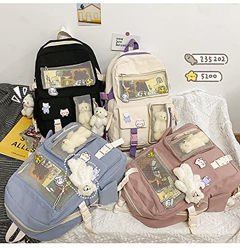 Dearsee Kawaii Backpack with Pins and Accessories, Cute Aesthetic Backpack Aesthetic