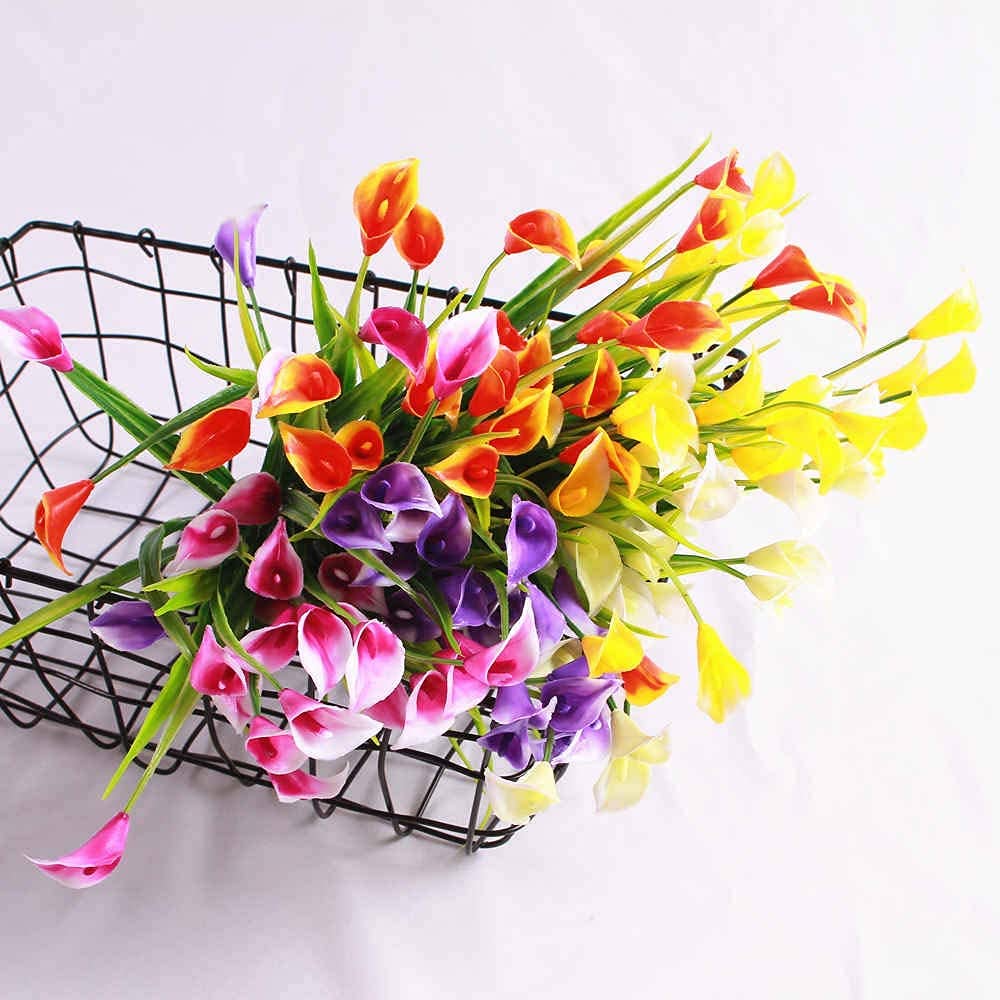 Doolitt 10 bunchs Artificial Flowers, Artificial Plants Outdoor Flowers Fake Mini Calla Lily Artificial Plants Anti-Ultraviolet Greenery Garden Home Decoration