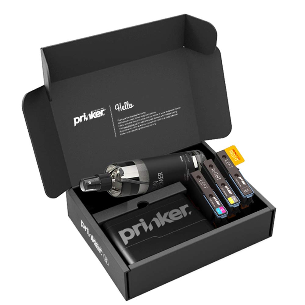 Prinker S Temporary Tattoo Device Package for Your Instant Custom Temporary Tattoos with Premium Cosmetic Full Color + Black Ink - Compatible w/iOS & Android devices