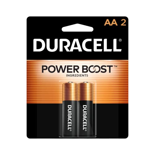 Duracell Coppertop AA Batteries with Power Boost Ingredients, 2 Count Pack Double A Battery with Long-lasting Power, Alkaline AA Battery for Household and Office Devices