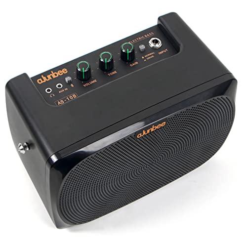 ajunbee 10W Portable Bass Guitar Amplifier,Guitar Combo,Bluetooth Input, with Headphone Output, Aux in Jack and Battery Supported for Performance Practice Recording (Bass)