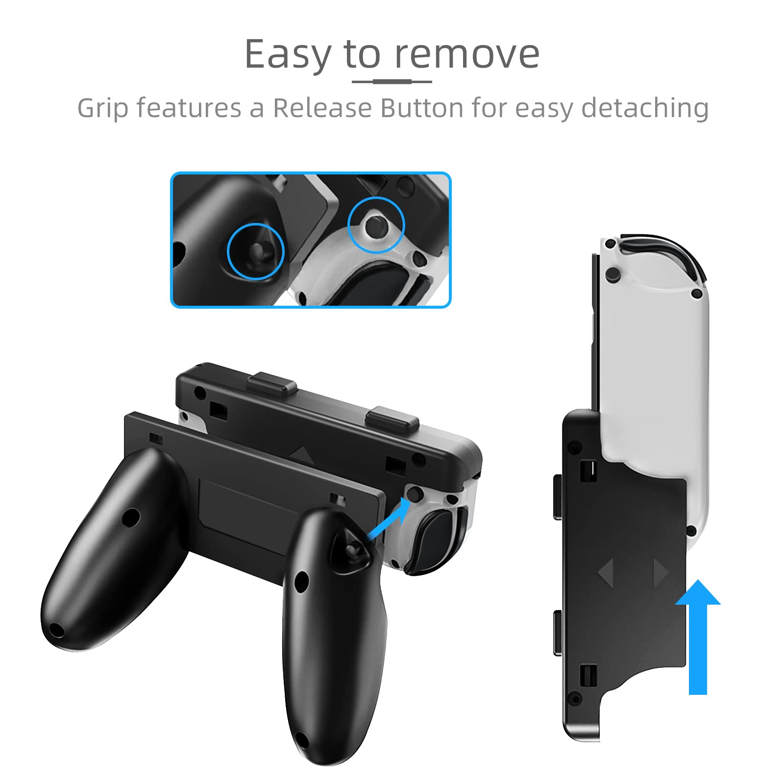 AKNES Swtich Joy Pad Grips Compatible with Nintendo Switch & Switch OLED Controllers, Ergonomic Comfort Switch Hand Grips, Wear Resistant Game Controllers Handle Kit for Switch (2 Packs) Black