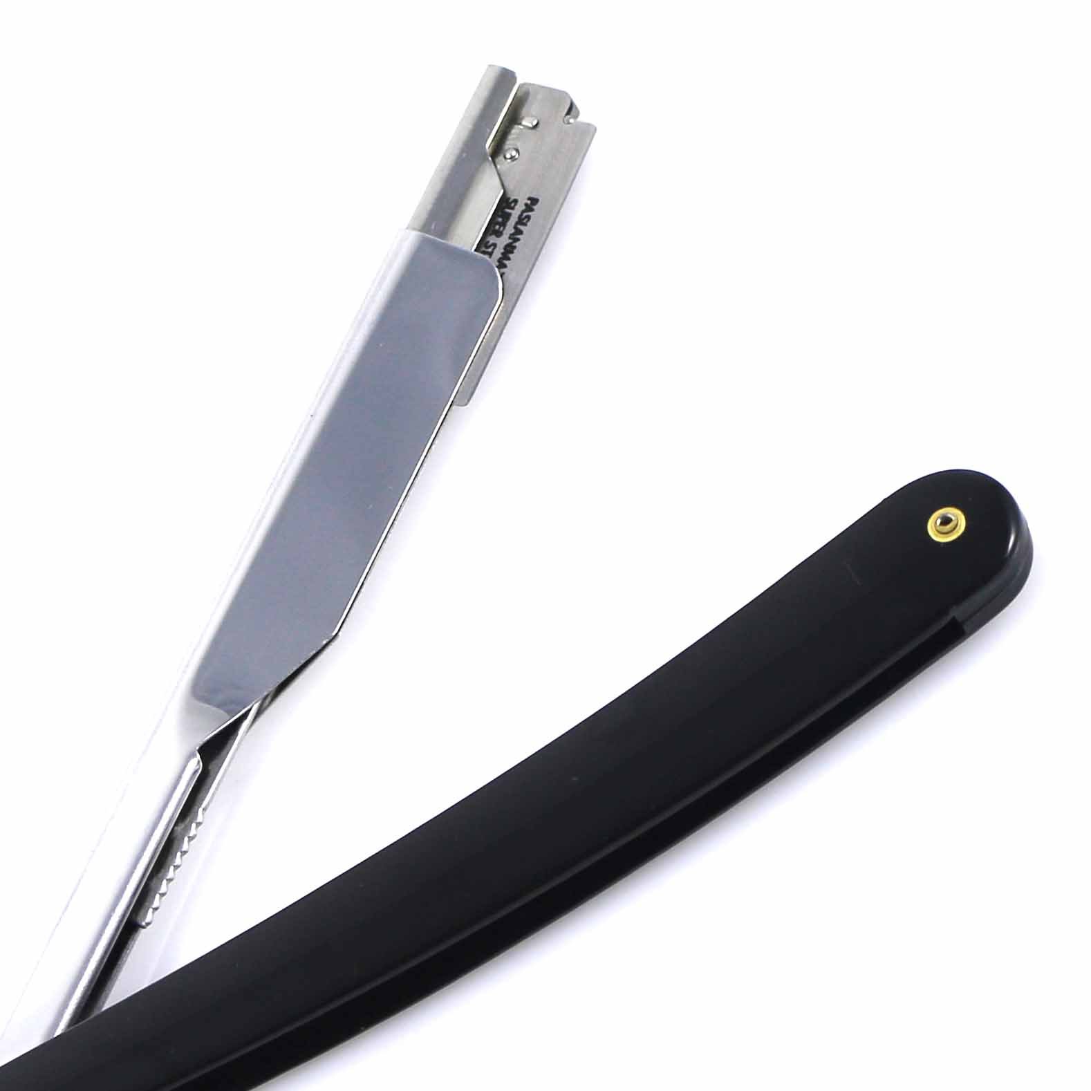 Macs Professional Black Plastic Handle Barber Double Edge Half Blade Barber Safety Razor with Hi-Chromium Derby 100 Count Double Edge Half Blades Made of Stainless Steel Easy To Replace-092B1