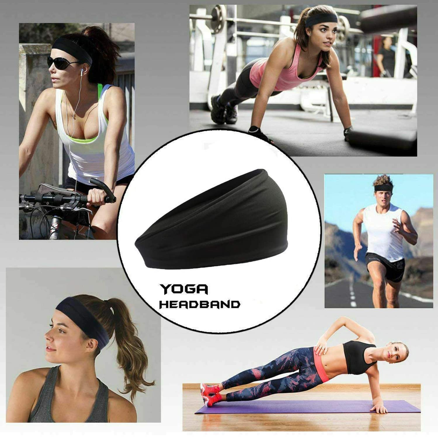 6 Pack Sports Headbands for Men, OFFTESTY Lightweight Mens Hairband Stretchy Moisture Wicking Workout Sweatbands