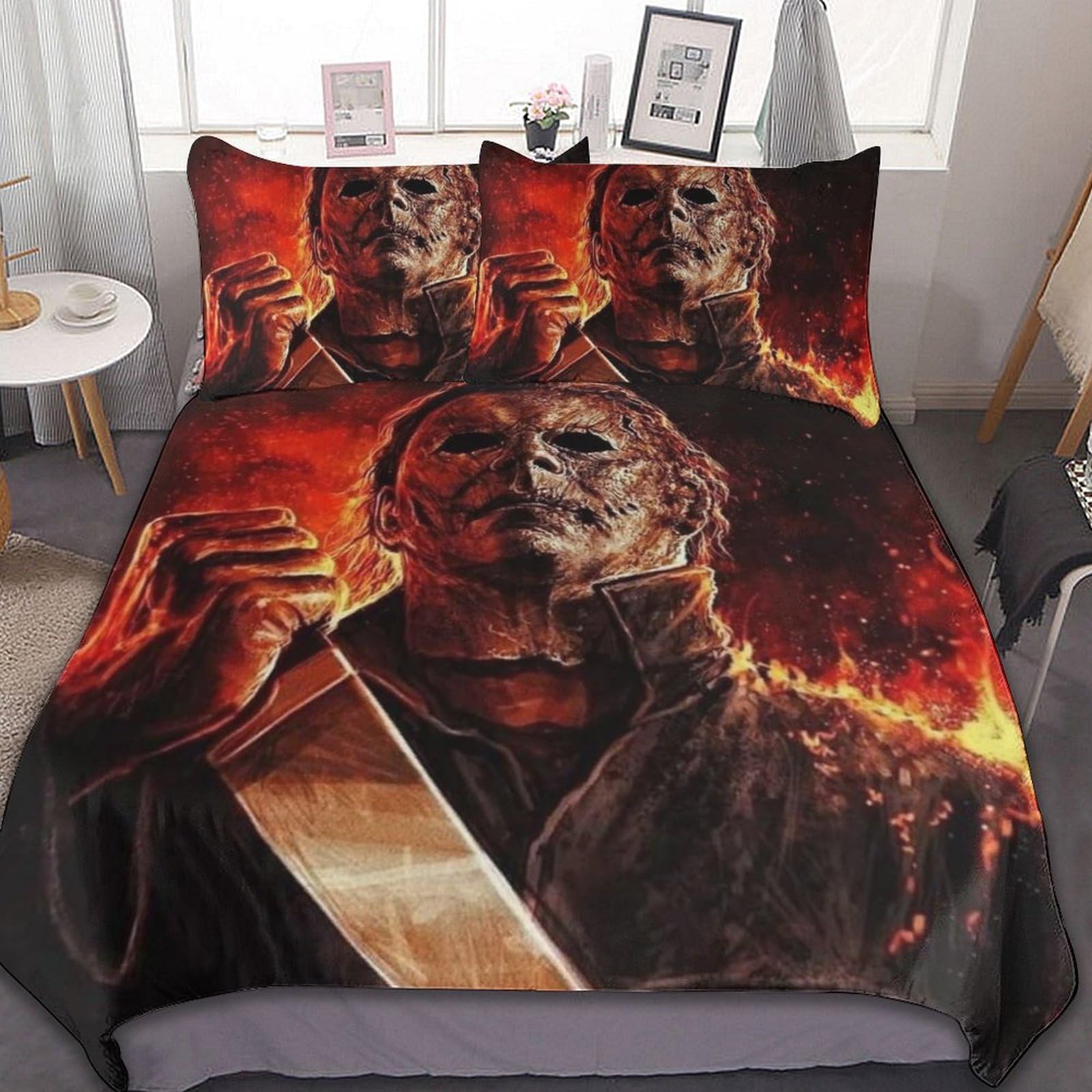 Pbunlkl Michael Killer Myers 3-Piece Bedding Set Duvet Cover Pillow Shams Set Soft Lightweight Comforter Cover Set 102"x90"