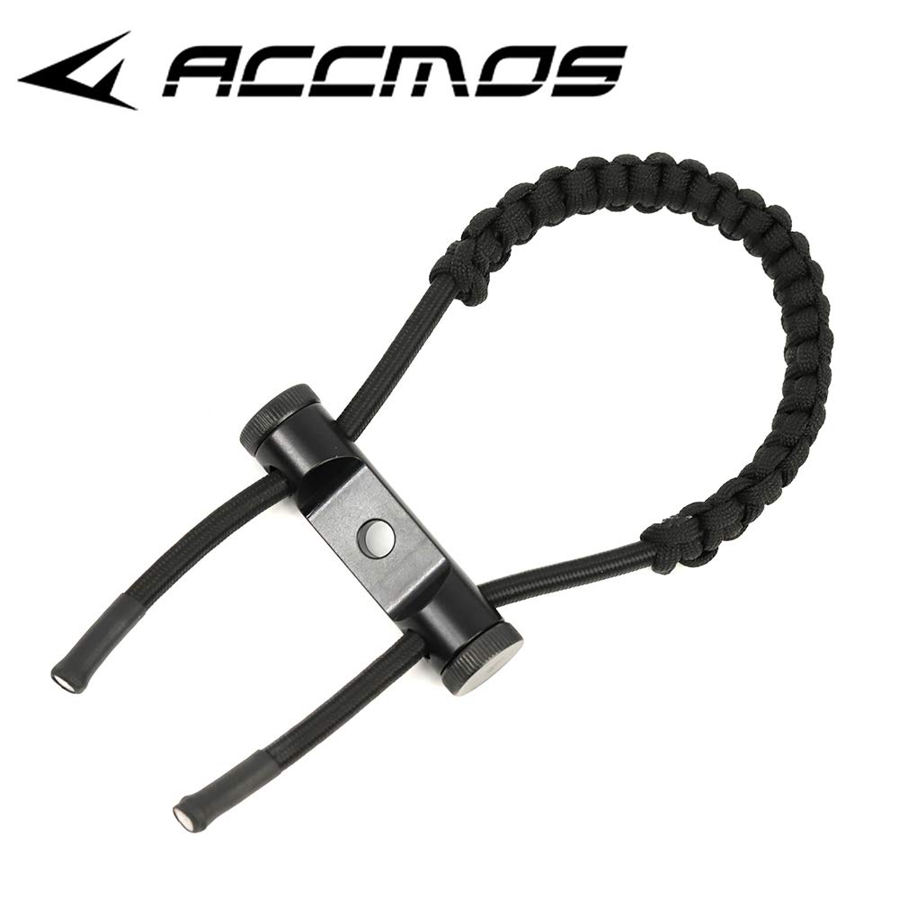 ACCMOS Compound Bow Sling Archery Wrist Sling Adjustable Multifunction Braided Parachute Cord Strap for Hunting Shooting Black