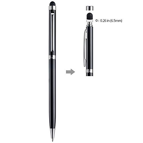 ChaoQ Stylus Pens for Touch Screens (5 Pcs), 2 in 1 Slim Capacitive Stylus Ballpoint Pens (Black Ink), with 10 Replaceable Rubber Tips (Black,Silver,Blue,Gold,Green)