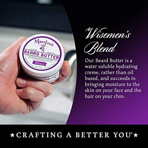 Maestro's Classic BEARD BUTTER | Anti-Itch, Extra Soothing, Hydrating Beard Creme For All Beard Types & Lengths- Wisemen's Blend, 4 Ounce