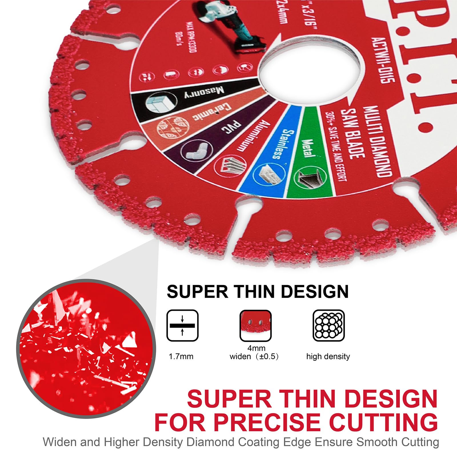 P.I.T. 4 1/2 Inch Diamond Cutting Wheel Metal Cutting Blade for 7/8" Arbor Angle Grinder Cutting Disc with 5000+ Cuts on Metal, Rebar,Sheet Metal,Angle Iron,Stainless Steel,3PCS Cut Off Wheels 