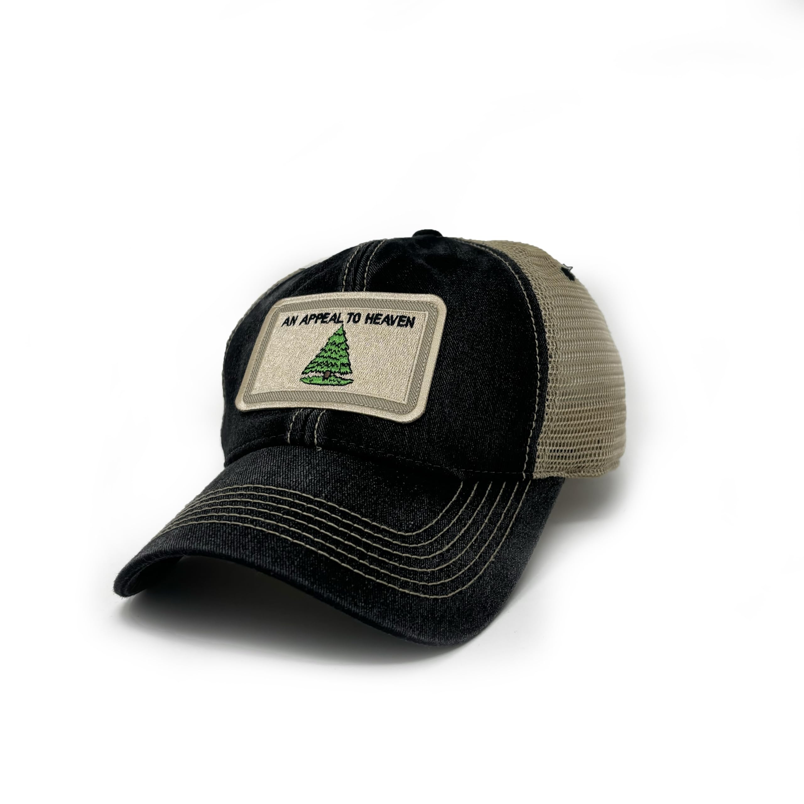an Appeal to Heaven Flag Patch Trucker Hat, Black