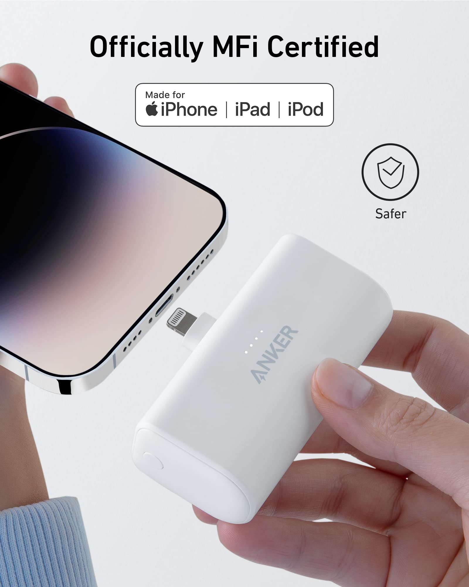 Anker 2-Pack Portable Charger with Built-in Lightning Connector, MFi Certified, Battery Pack 5K 12W, Compatible with iPhone 14/14 Pro / 14 Plus / 14 Pro Max, iPhone 13 and 12 Series