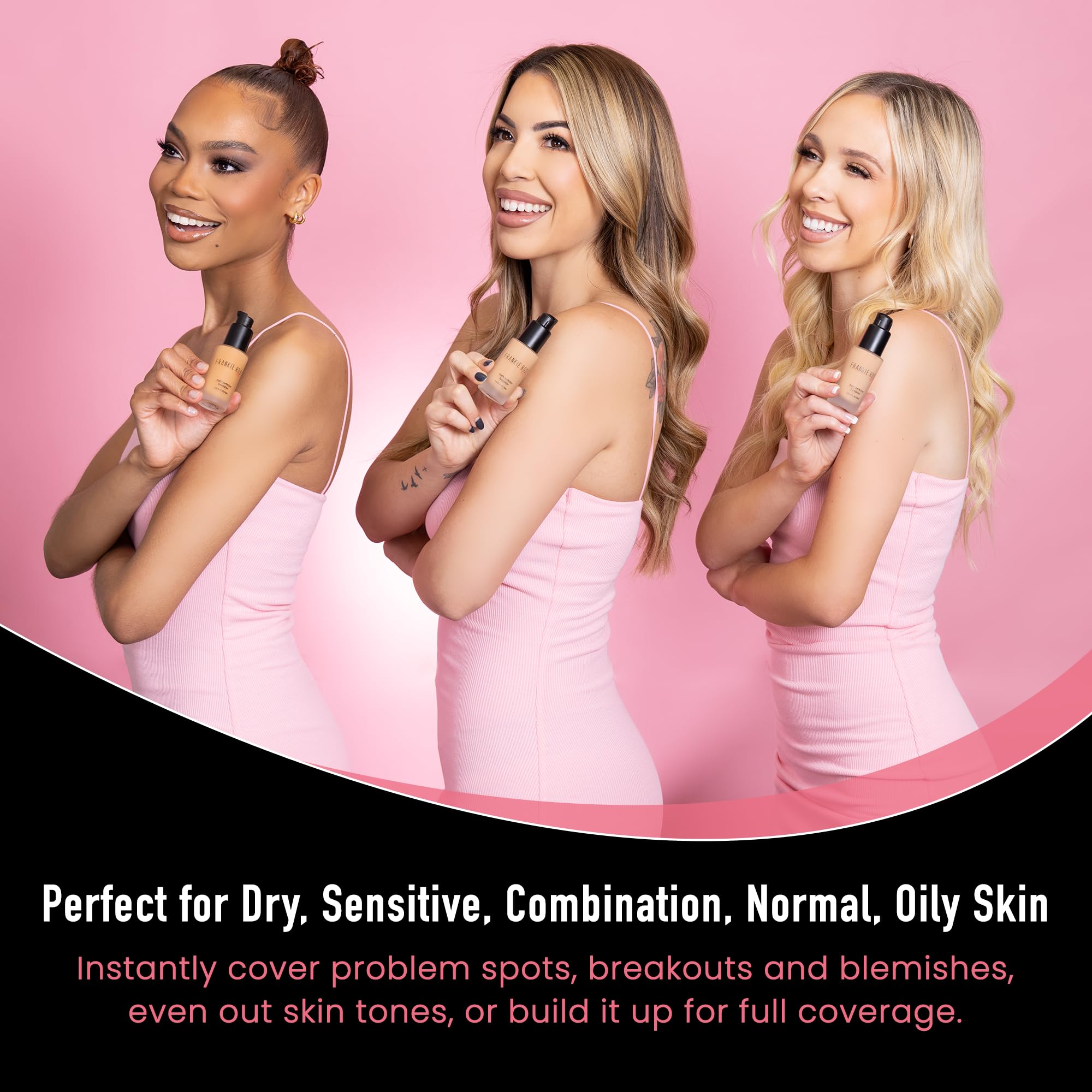 Frankie Rose Cosmetics Matte Perfection Foundation Makeup – Long-Lasting, Hydrating Foundation for Semi-Matte Finish - Foundation Full Coverage for All Skin Types - (Neutral) 1.0 US fl oz / 30 ml