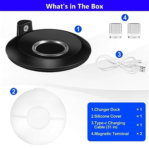 Charging Station Compatible with Pokemon GO Plus +, Grathia RGB Light Charging Dock and Protective Case for Pokemon GO Plus +, Black