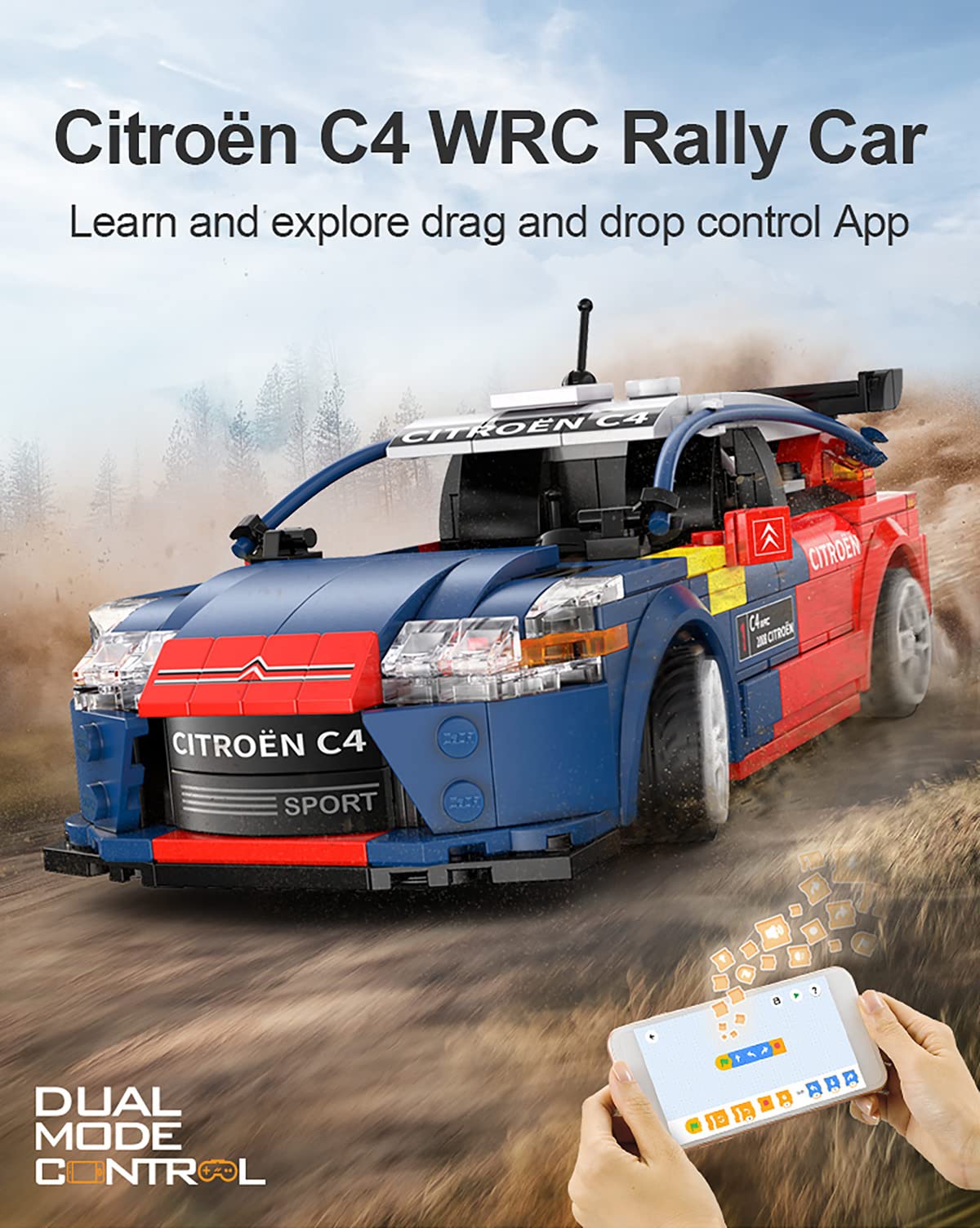 dOMOb Citroen C4 Rally WRC RC Car Building Kit – Bricks Toys for 6+ Age Kids & Adults – 1:20 Model Build Set – 2.4GHz Remote Control – 329 pcs Blocks – STEM for Boys & Girls