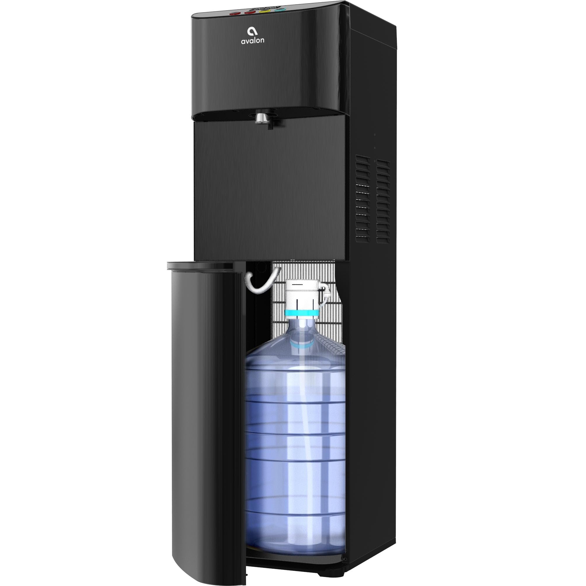 Avalon Electronic Bottom Loading Water Cooler Dispenser - 3 Temperatures, Hot, Cool & Cold, Digital Clock with Temperature Control, Durable Stainless Steel Cabinet, Self Cleaning, Black