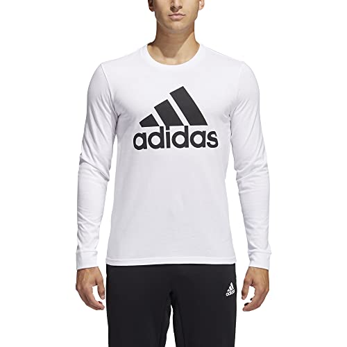 adidas Men's Basic Badge of Sport Long Sleeve Tee, White/Black, Medium