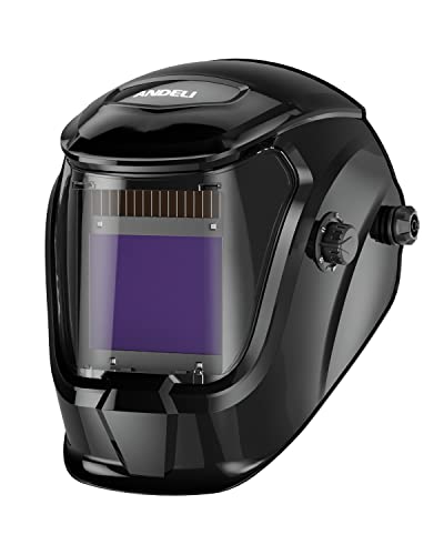 ANDELI True Color Solar Power Auto Darkening Welding Helmet 3.94"X3.2" Large Viewing Screen, 4 Arc Sensor Wide Shade 4~5/9-9/13 for TIG MIG Arc Weld Grinding Welder Mask