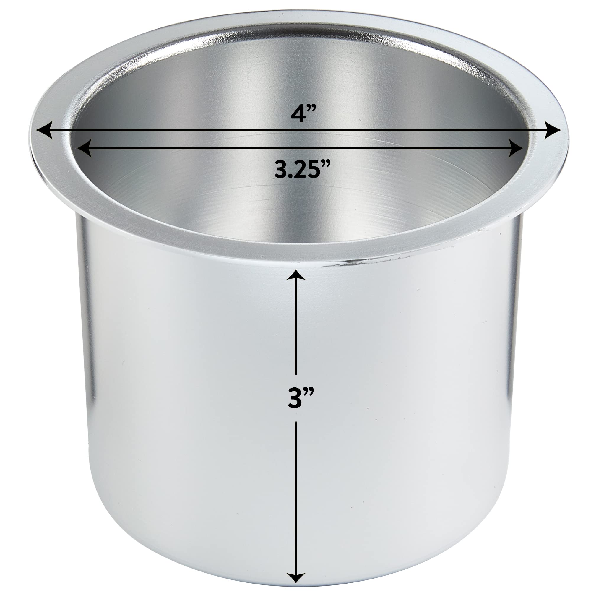 Brybelly Poker Table Cup Holder Inserts - Durable and Rust-Proof, Drop-in Table Cup Holder for 3.375" Hole - 3" Deep with 3.25" Inside Diameter - Vivid Silver Aluminium, Pack of 1