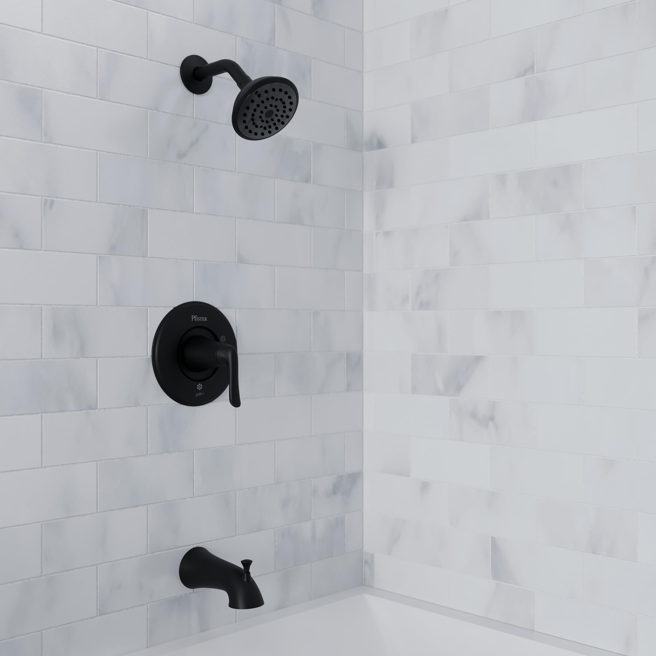 Pfister Willa Tub & Shower Trim Kit, Valve and Cartridge Included, 1-Handle, Spot Defense Matte Black Finish, 8P8WS2MALSSDB