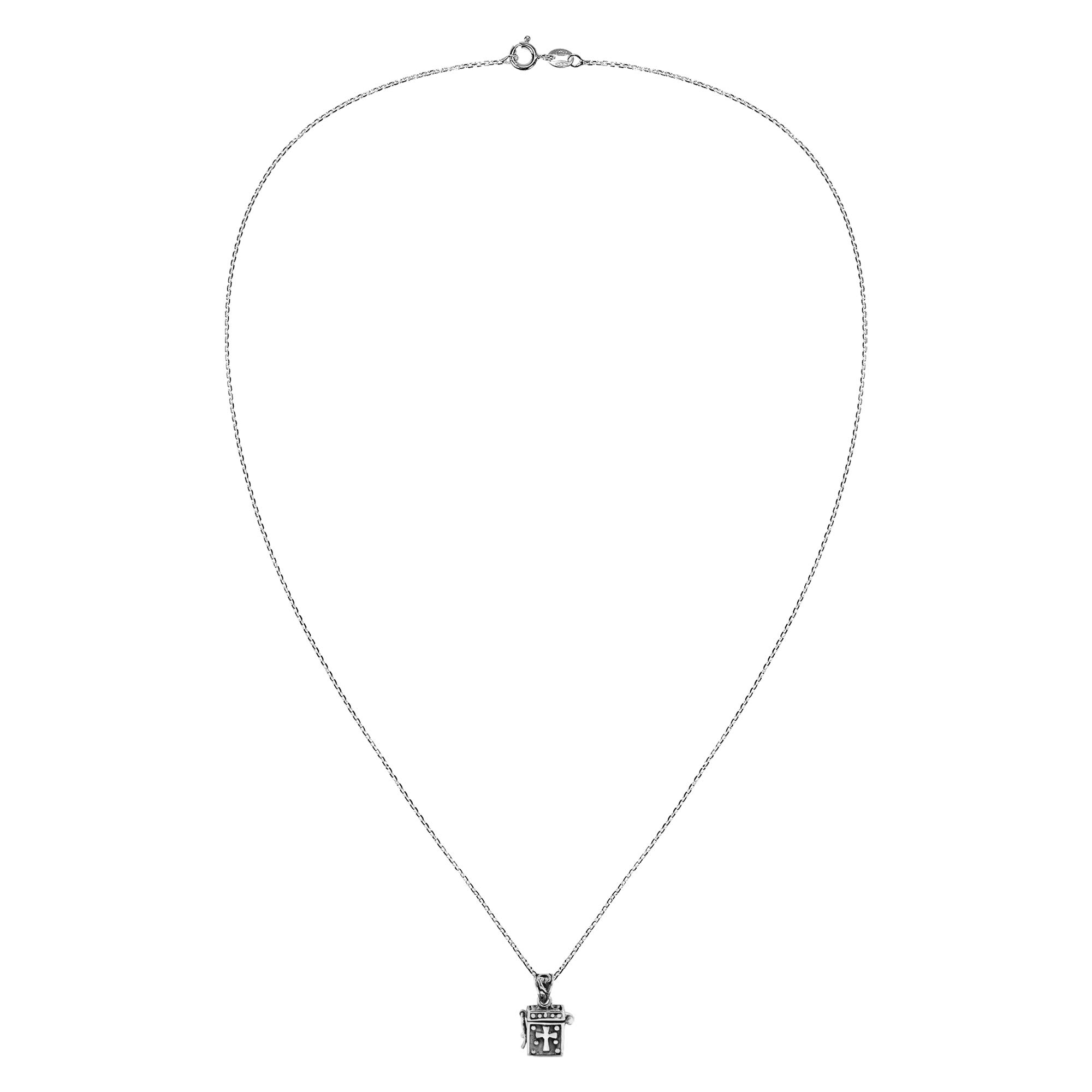 AeraVida Christian Prayer Box Locket .925 Sterling Silver Pendant Necklace