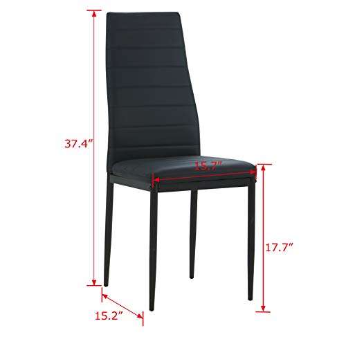 AOSGYA Modern Kitchen Dinning Room Chairs, Ergonomically High Backrest Faux Leather Dining Chair w/Metal Frame Legs, Set of 4 Upholstery Chairs (Black)