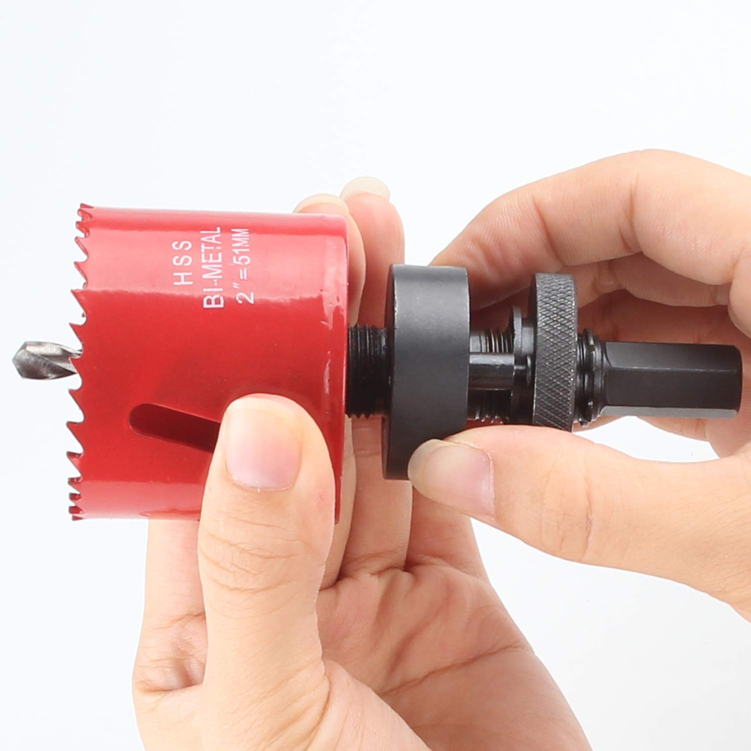 7/16” Hex Shank Hole Saw Arbor, Fits 1-1/4” to 6” Hole Saw Quick Change Heavy Duty Alloy-Steel Mandrel with 3 BONUS 1/4” Precision Drill Bits Replacement