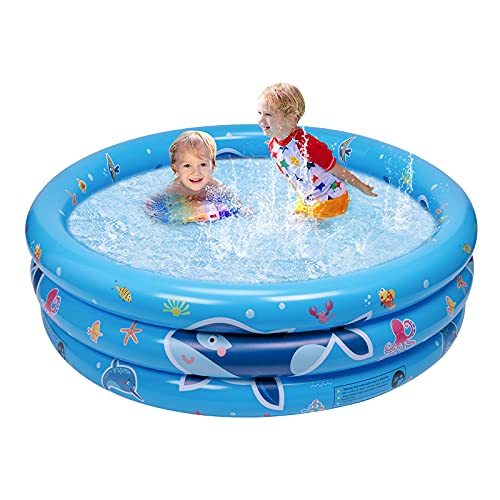 balnore Kiddie Pool for Toddlers - Whale Inflatable Kiddie Pools | Kids Pools for Backyard | 3 Ring Kiddie Pool/47x17 Indoor Outdoor Pool Party