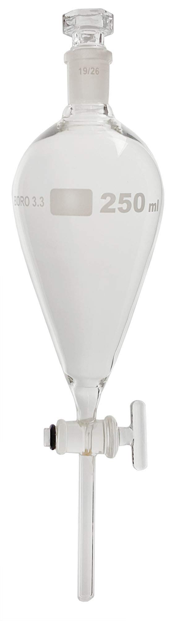 GSC International SFGS250 Separatory Funnel with Glass Stopcock, 250ml