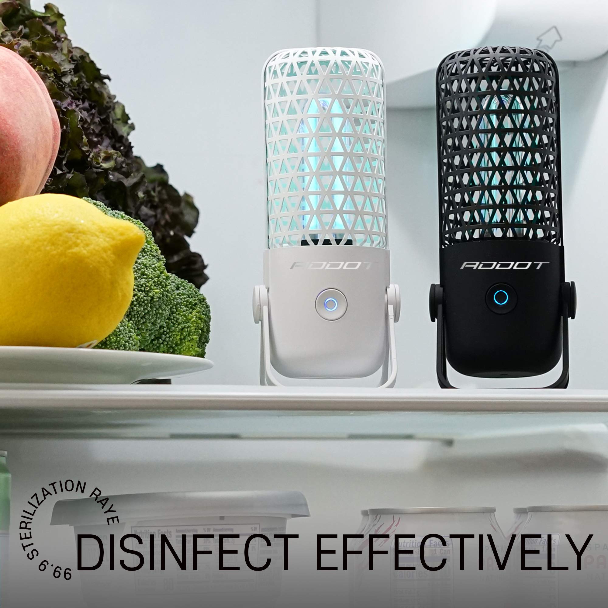 ADDOT Mini Portable UVC, UV Light Sanitizer lamp, Ultraviolet Ozone Double Germicidal Lamp - Sanitize for Small Spaces, Hotels, Kitchen, Car, EPA Registered (Black)