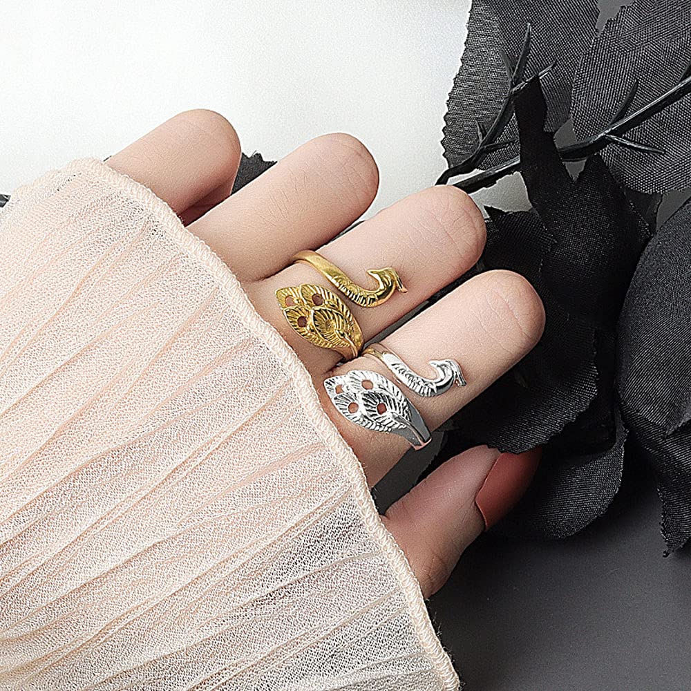 6 Pcs Adjustable Knitting Loop Crochet Loop Knitting Accessories, Hand-Made Silver-Plated Copper Rings, Faster Crocheting, Advanced Peacock Ring, Yarn Guide Finger Holder Knitting Thimble