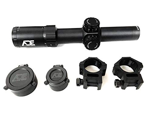 Ade Advanced Optics 1-6 x 24mm Tactical Rifle Scope Green/Red Illuminated Etched Glass Mil Dash Reticle