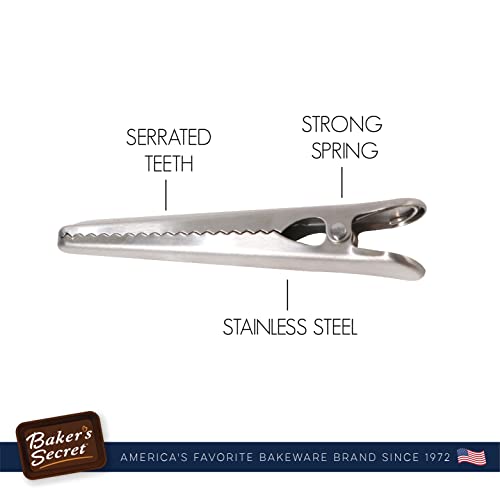 Baker's Secret - 4pcs Stainless Steel Bag Clip Set, Heavy Duty Chip Clips Set